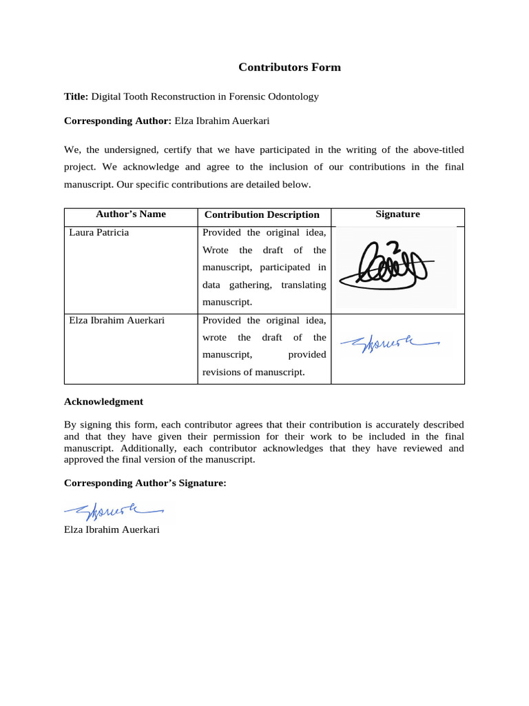 Signed Contributors Form | PDF
