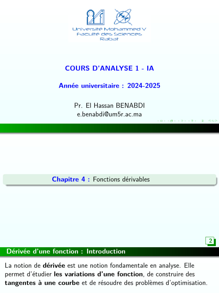 Chap 4 - Analyse | PDF | Tangente (géométrie) | Physique mathématique