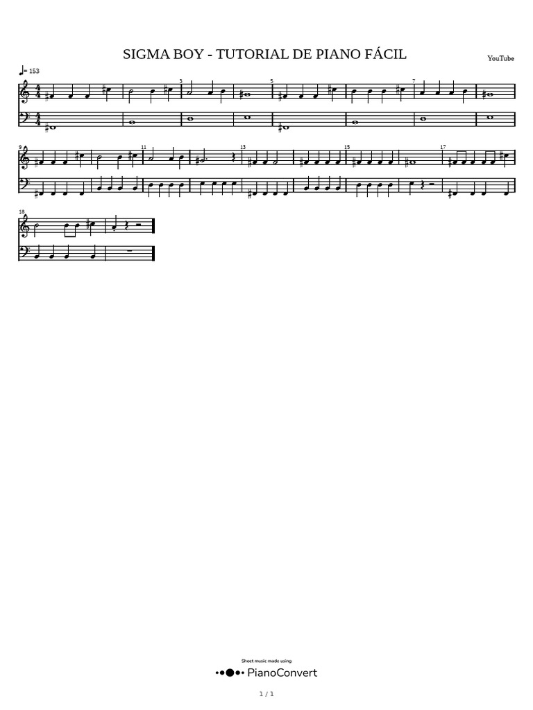 SIGMA BOY - TUTORIAL DE PIANO FÁCIL - YouTube | PDF