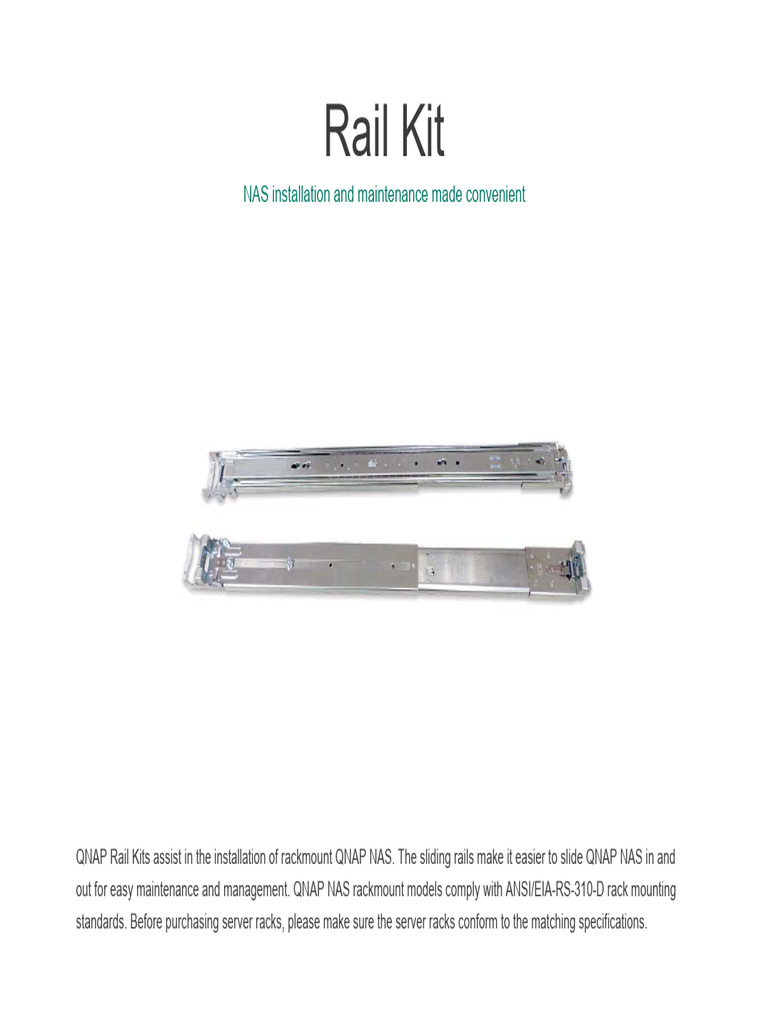 QNAP Rackmount Rail Kit Specifications | PDF | Equipment | Manufactured ...