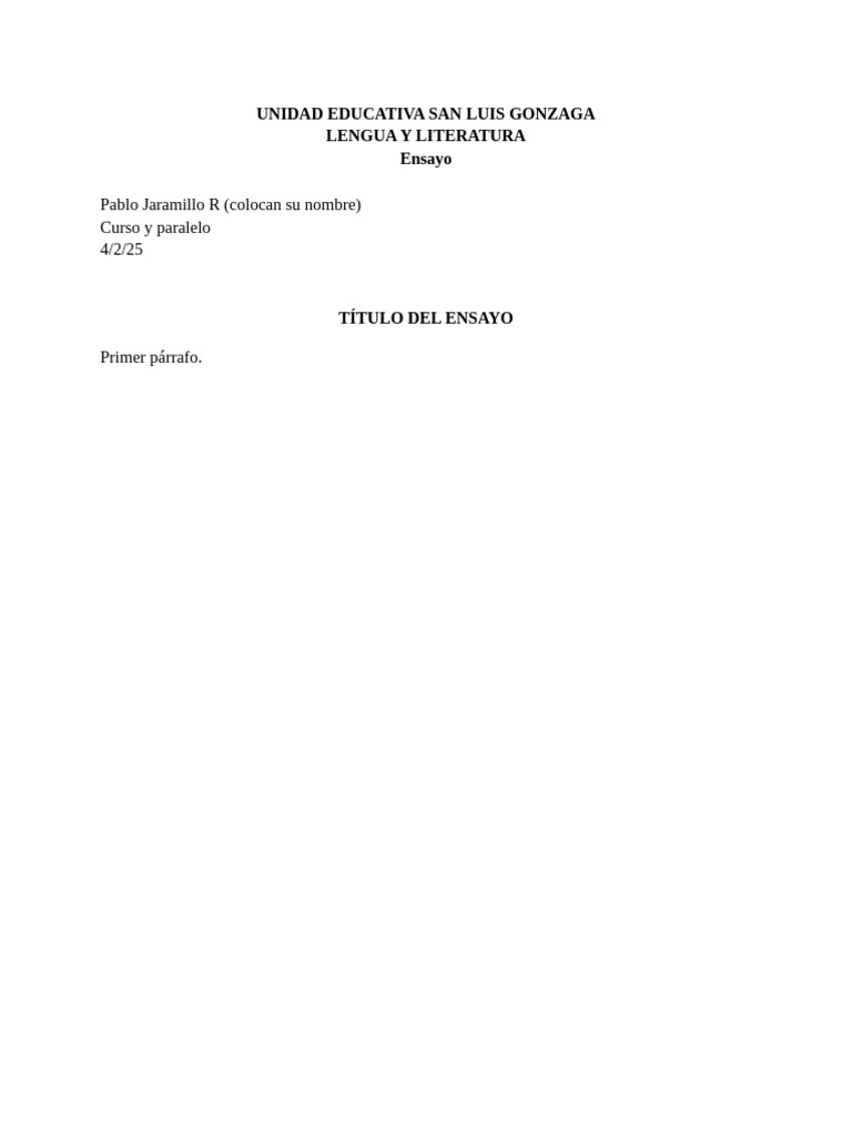 Formato de Ensayo UESLG | PDF