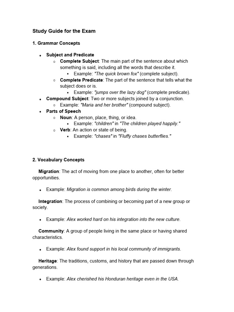 English Exam Study Guide | PDF | Subject (Grammar) | Linguistics