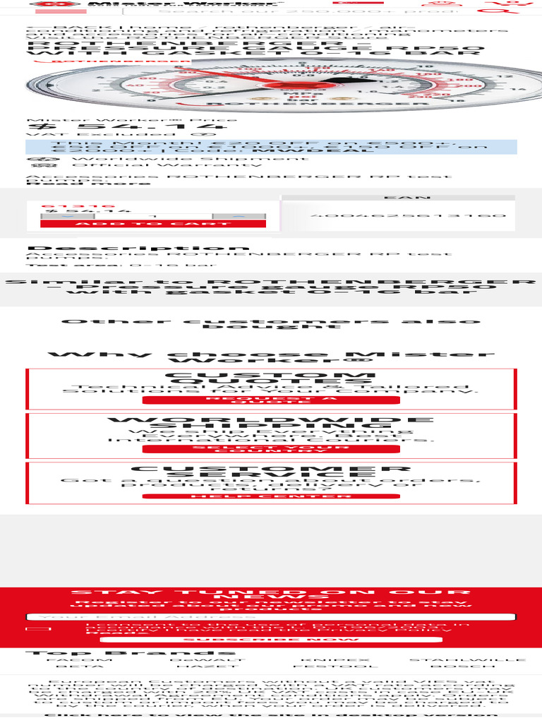 ROTHENBERGER 61316 Pressure Gauge RP50 With Gaske | PDF