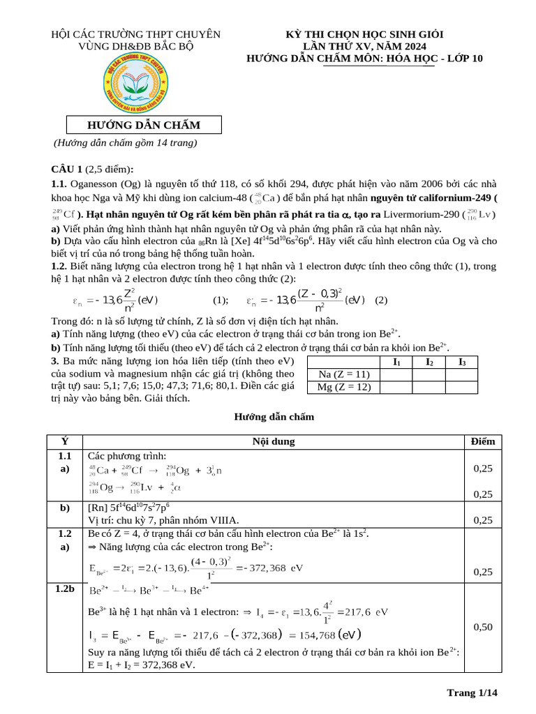 HDC Mon Hoa Hoc_lop 10 | PDF