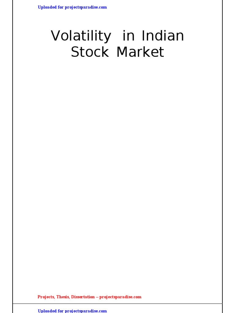 Volatility Indian Stock Market Pdf Securities Finance Over The Counter Finance