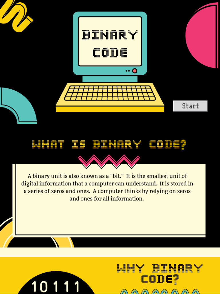 Binary Code Presentation in Bright Colors Funky Retro Style | PDF | Bit ...