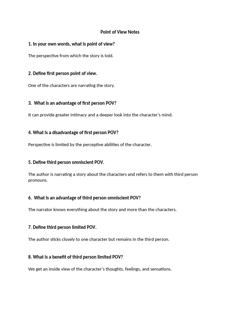 Understanding Point of View in Storytelling | PDF