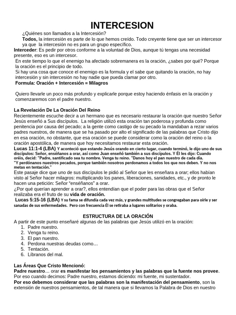 La intercesión | PDF | Intercesión | Oración