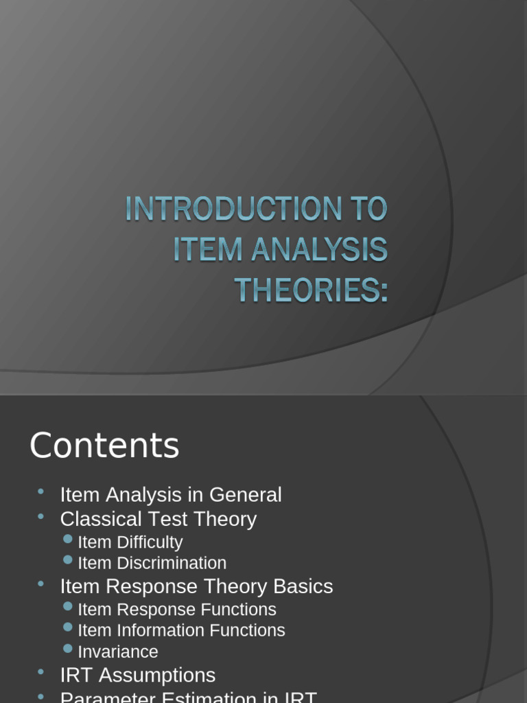 Understanding Item Response Theory | PDF | Applied Mathematics | Statistical Theory