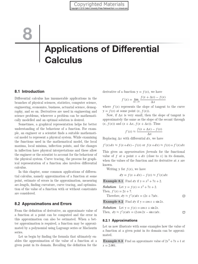 8. Applications of Differential Calculus | PDF | Slope | Differential ...