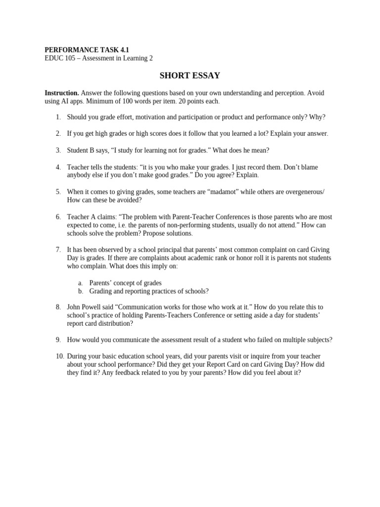 Educ 105 - Finals - Performance Task 4.1 | PDF