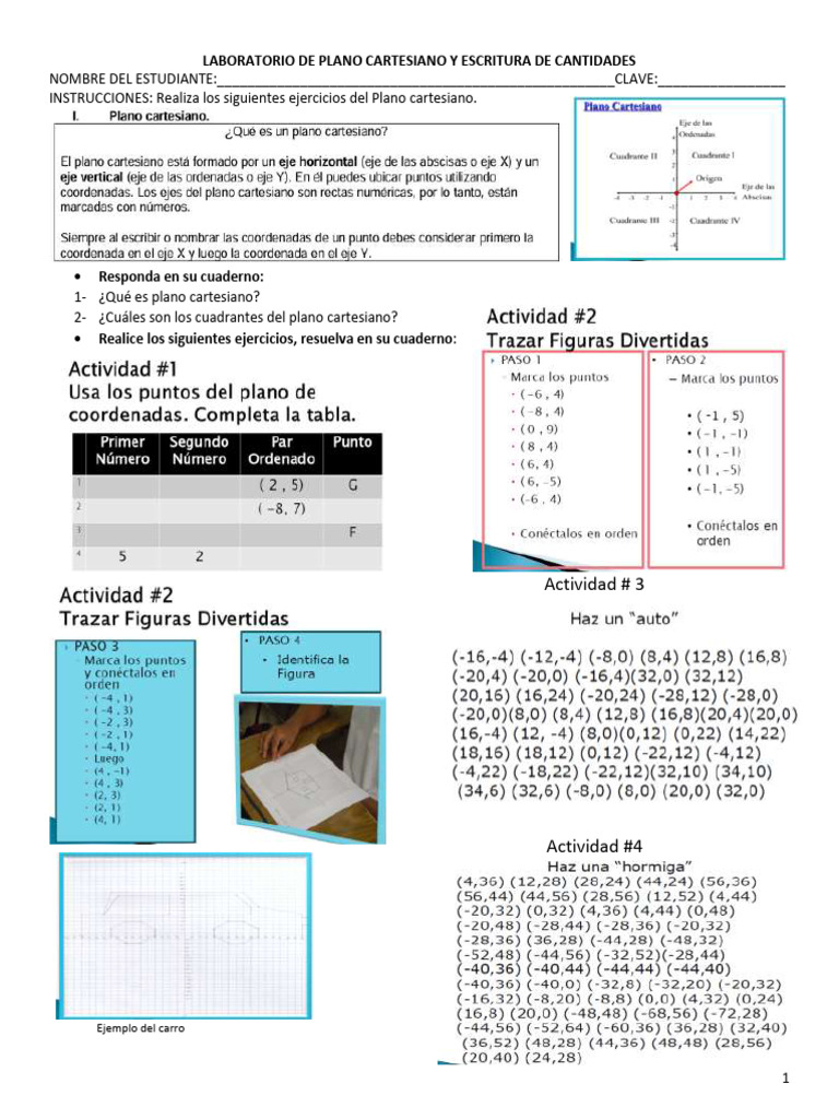 Actividades de Plano Cartesiano y Cantidades | PDF