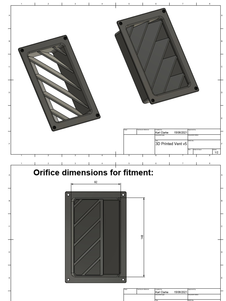 3D Printed Vent v5 Drawing v1 | PDF