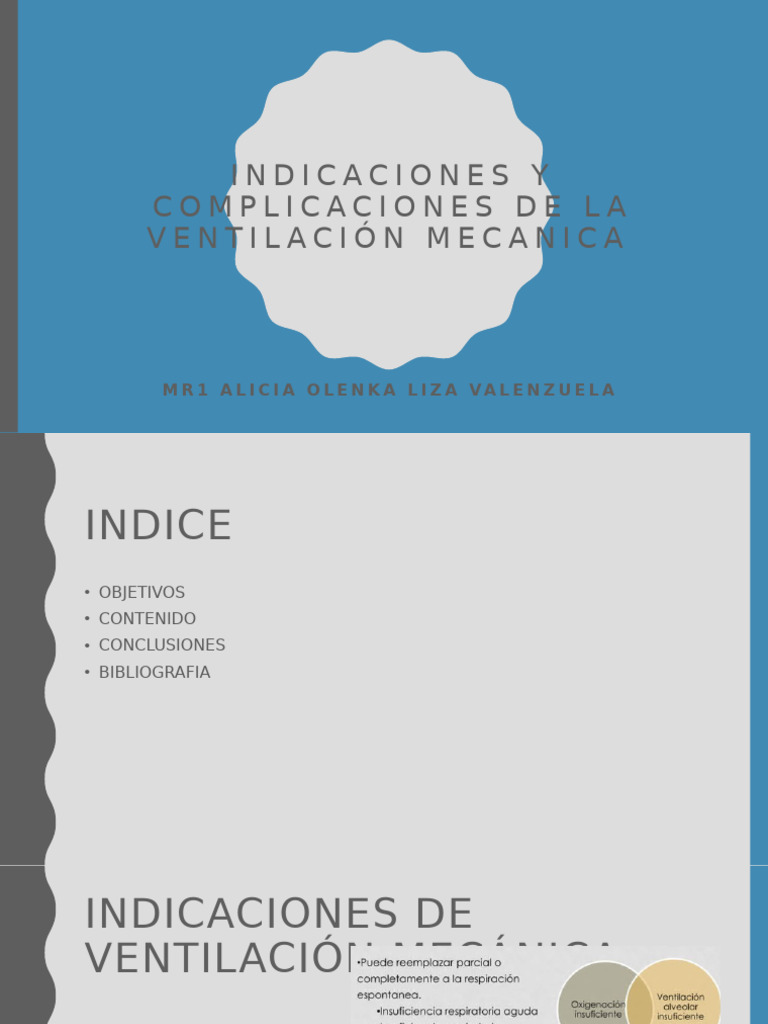 INDICACIONES Y COMPLICACIONES DE LA VENTILACIÓN MECANICA | PDF | Especialidades Medicas ...