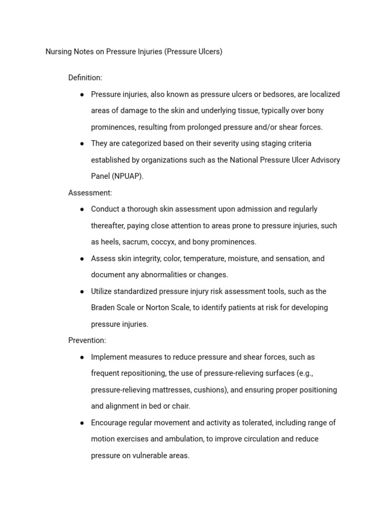Nursing Guide to Pressure Injury Care | PDF | Wound | Medical Specialties