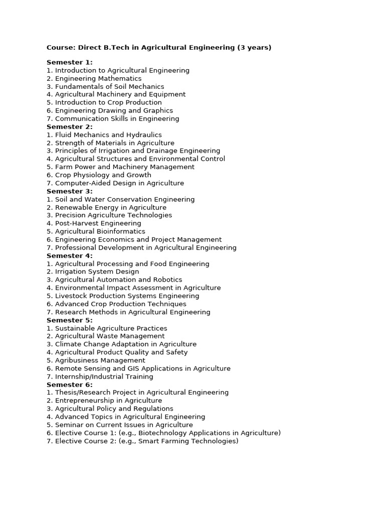 Agricultural Engineering Degree Programs Overview | PDF | Agriculture ...