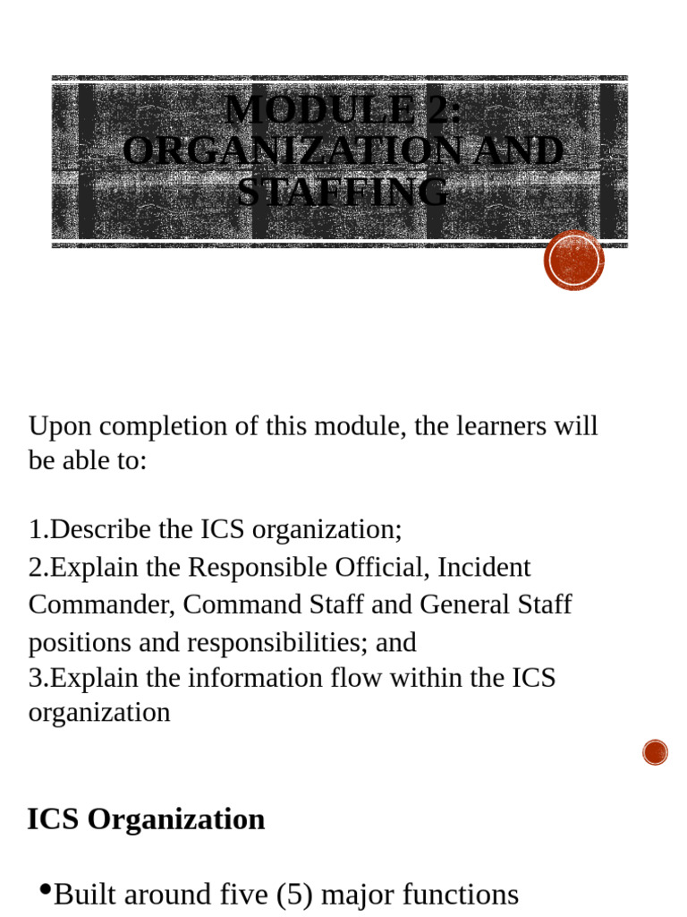 MODULE 2, Staffing and Organizin | PDF | Incident Command System ...