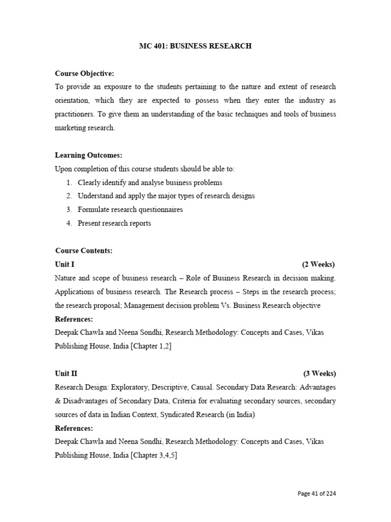 Business Research Core Syllabus | PDF | Level Of Measurement | Methodology