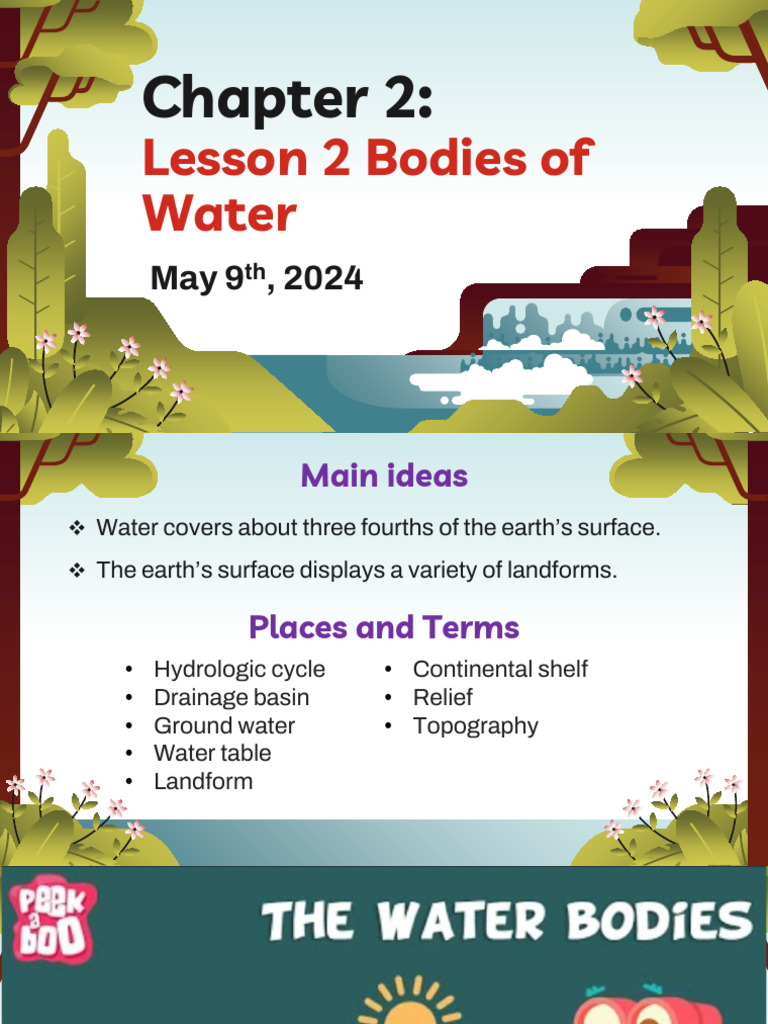 Chapter 2 Lesson 2 Bodies of Water 2024 | PDF | Oceans | Lake