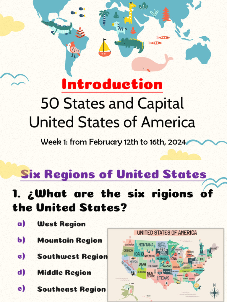 Introduction Lesson 50 States and Capital 2024 | PDF