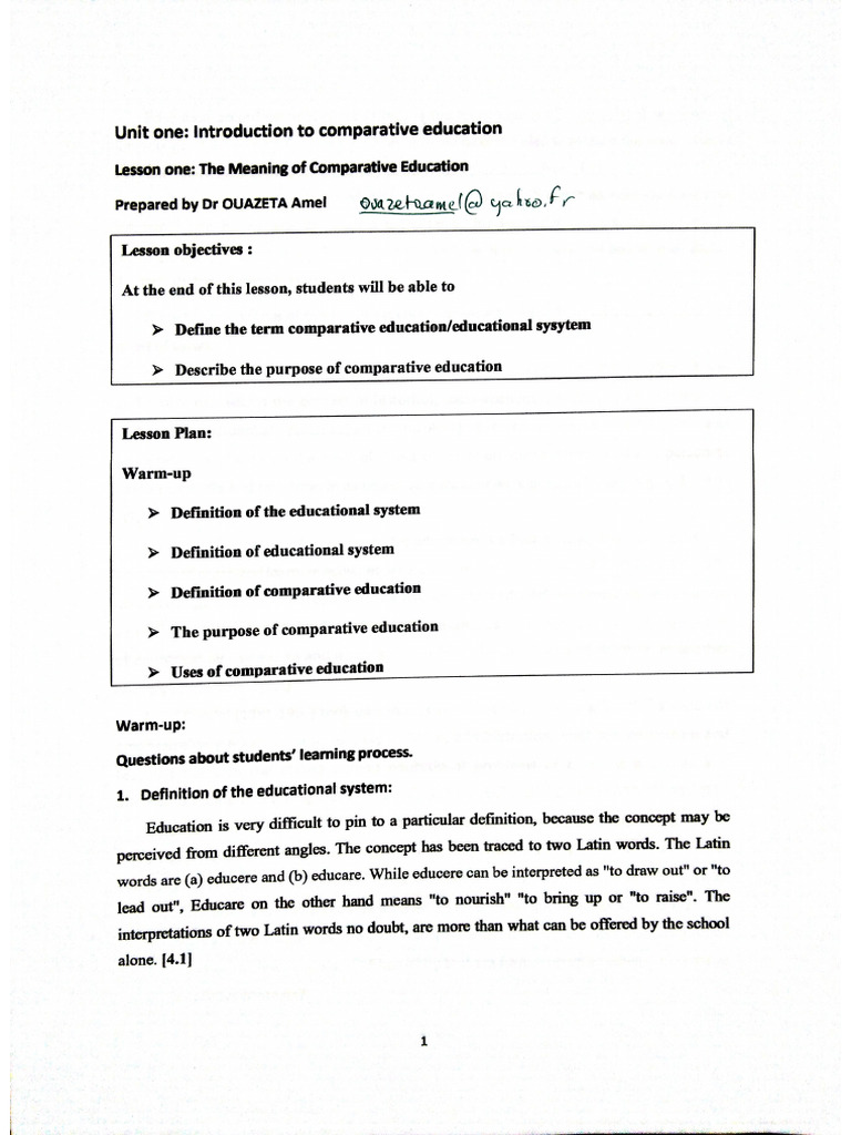 Introduction To Comparative Education Theory | PDF