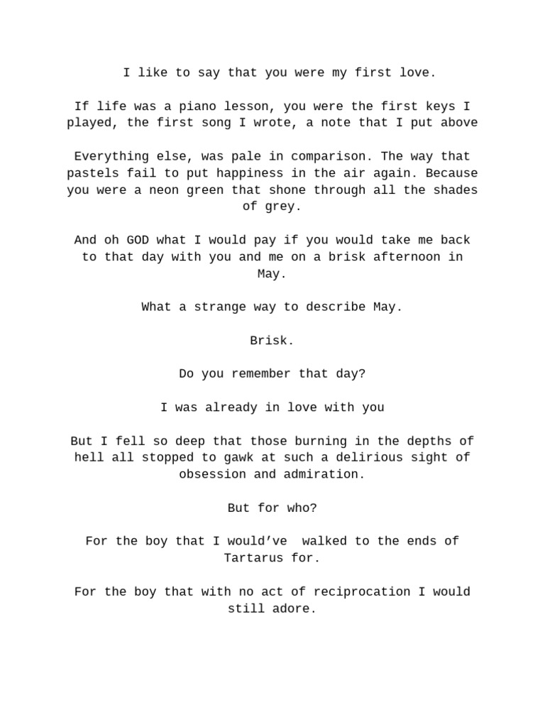 My First Love - Poem by Charlie Rowe - Google Docs | PDF