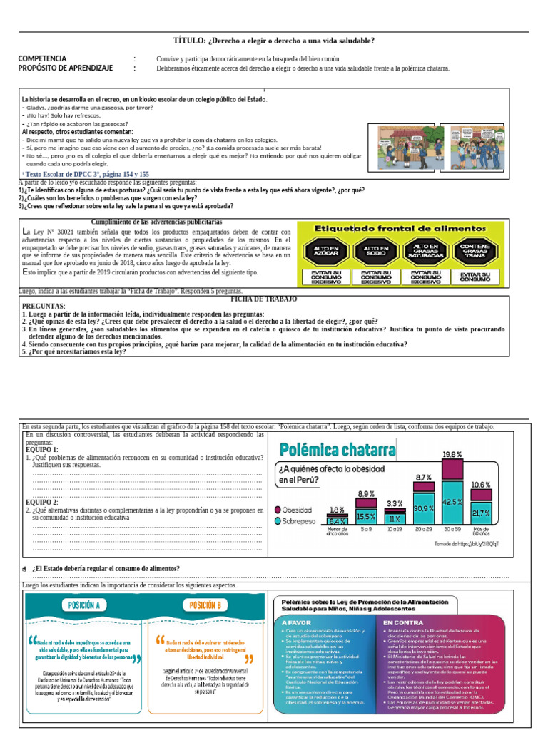 Ficha de Aprendizaje D DPCC 3° VII Ciclo | PDF | Refresco