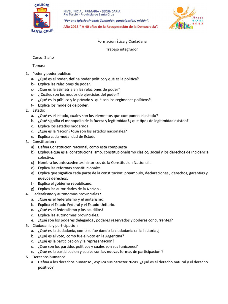 Etica 2° TP | PDF | Estado (política) | Derecho Constitucional