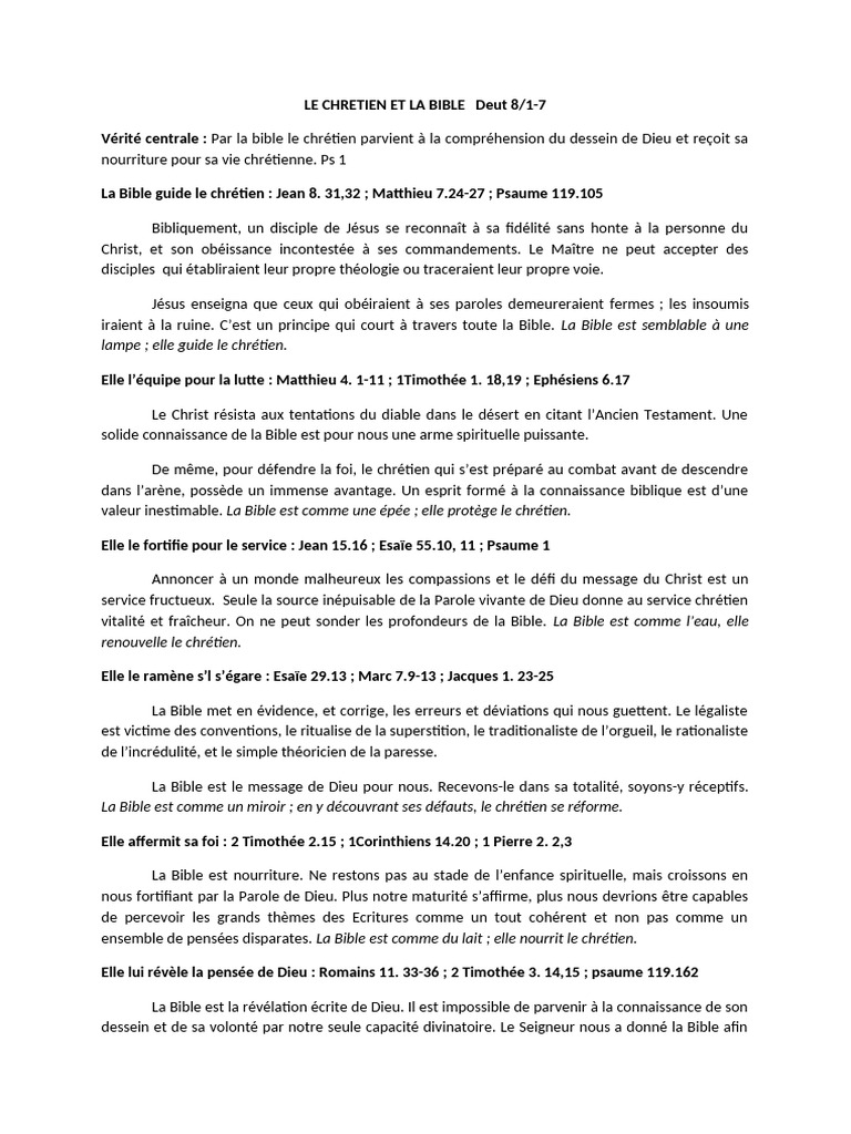 Le Chrétien Et La Bible | PDF | Bible | Dieu