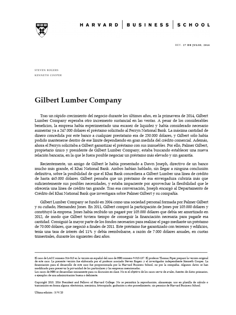 Gilbert_Lumber_Company(1) | PDF | Bancos | Póliza de seguros