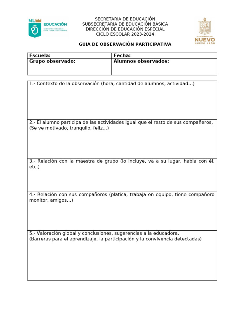 Guia de Observación Participativa | PDF