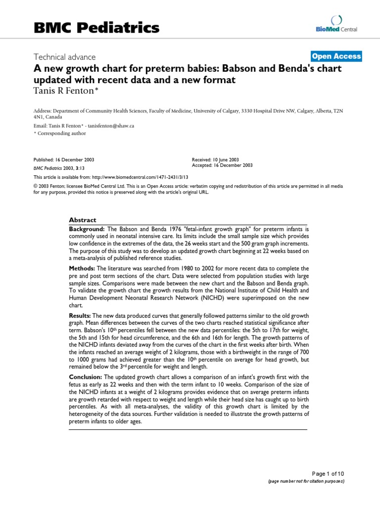 Babson and Benda's Chart | PDF | Preterm Birth | Percentile