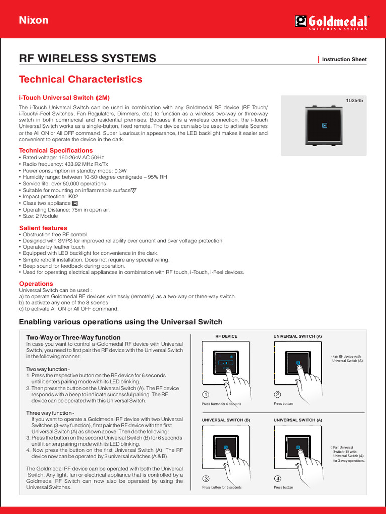 i-Touch Universal Switch Guide | PDF | Switch | Radio