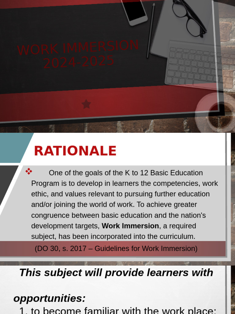 Work Immersion Orientation 2024 2025 | PDF | Partnership | Learning