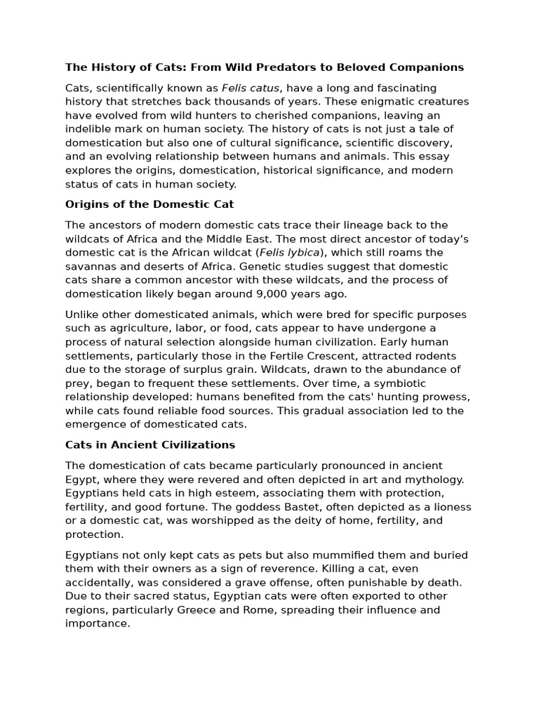 The History of Cats | PDF | Cats | Animals And Humans