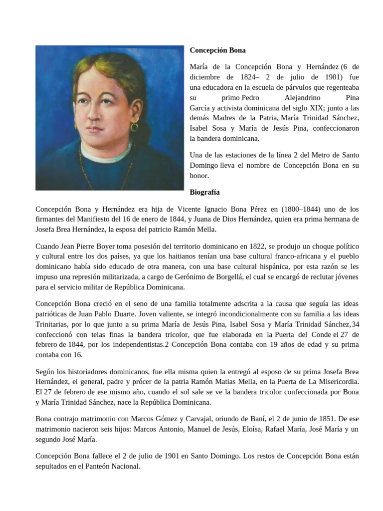 Concepción Bona Biografia | PDF | República Dominicana