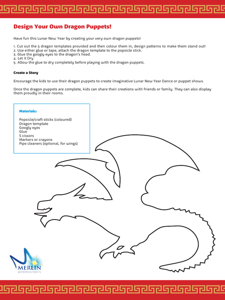 Dragon Puppets Lny Activity A4 PDF | PDF