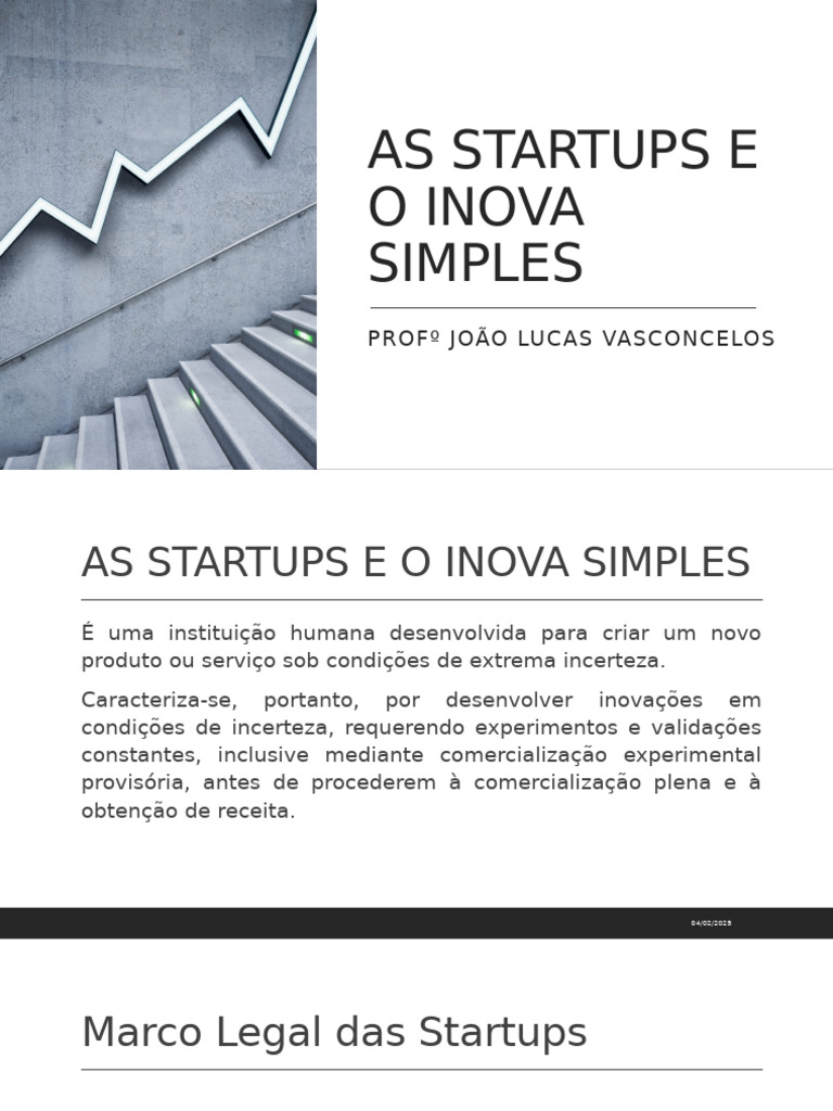 As Startups e o Inova Simples | PDF | Empresa Startup | Microempresas e Empreendedores