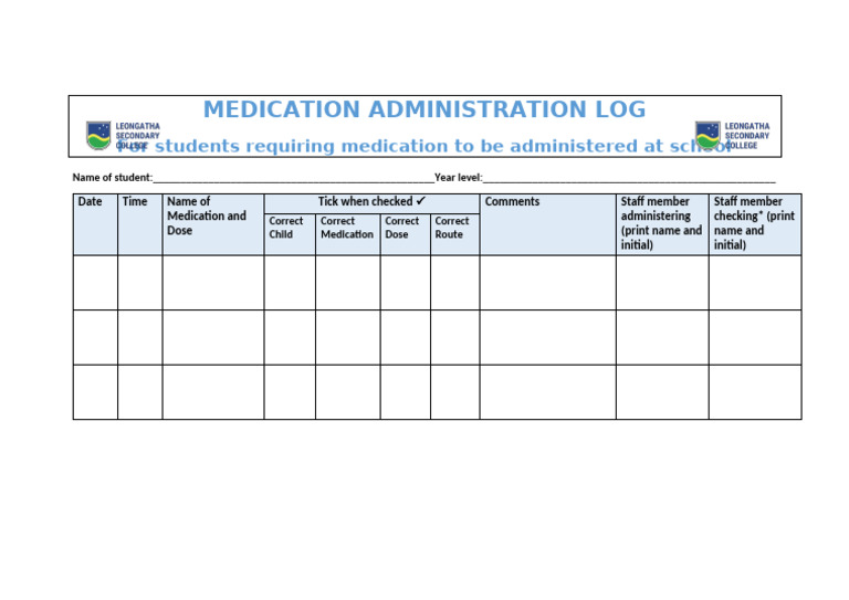 Medication Administration Log | PDF