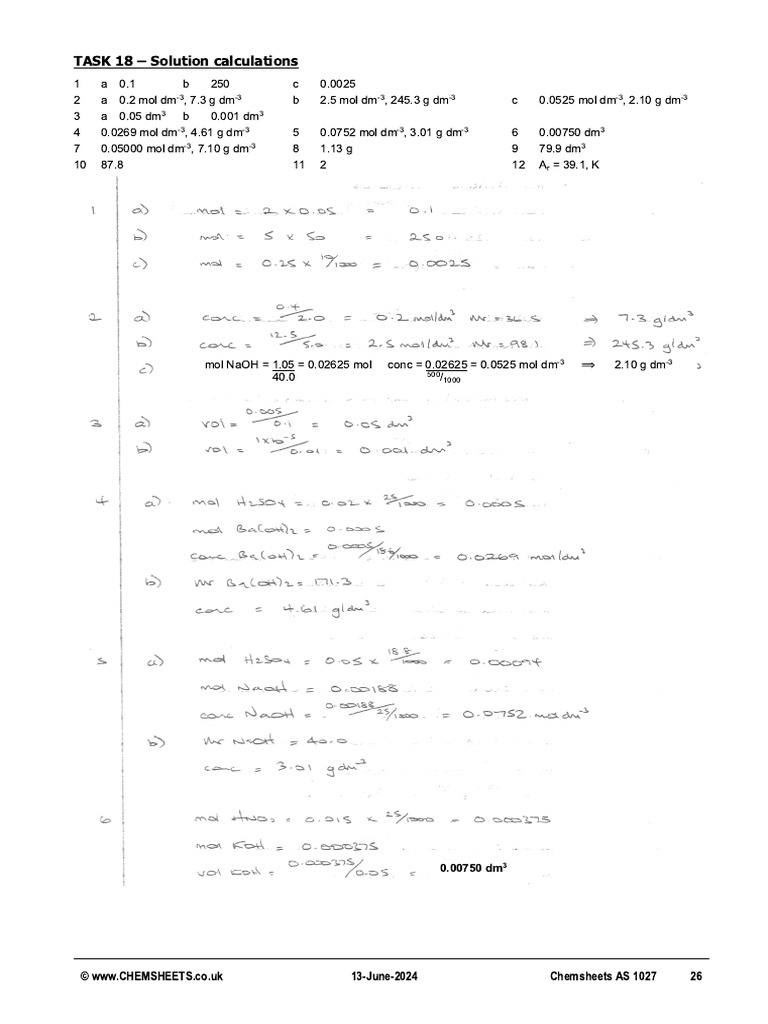 Solutions - Calculations - Ans | PDF