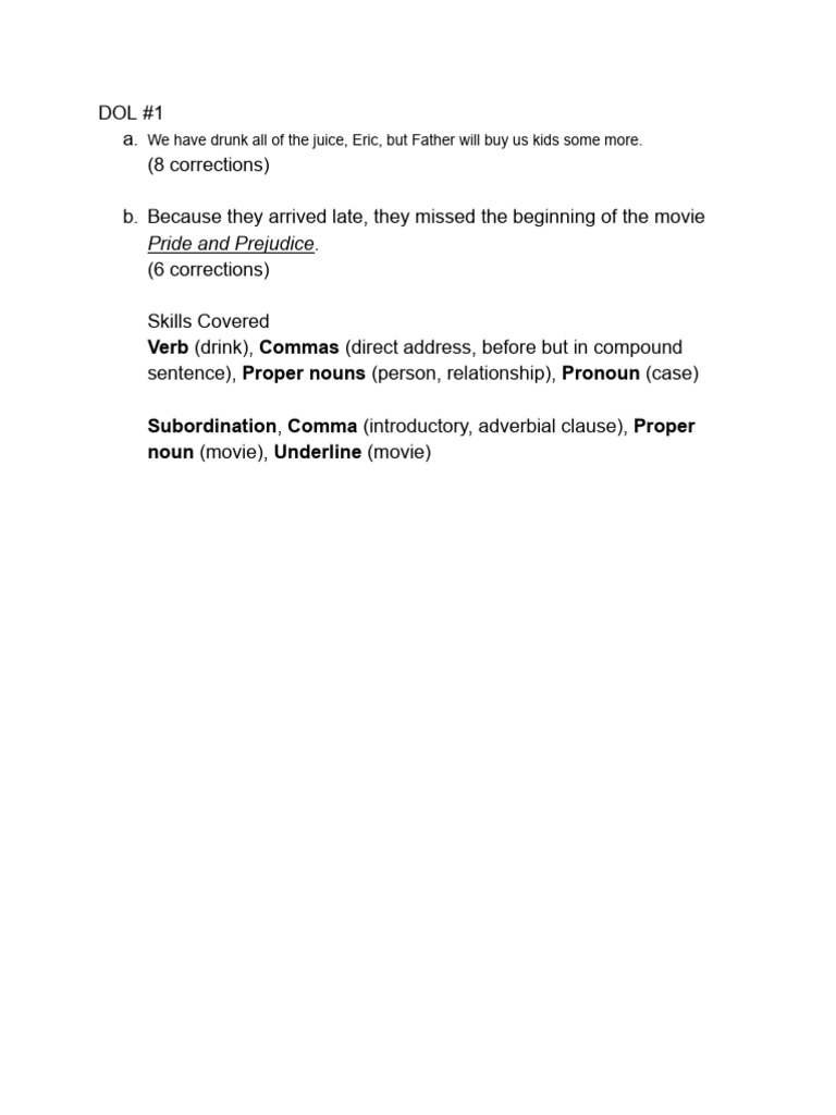 Grammar Corrections & Skills Guide | PDF