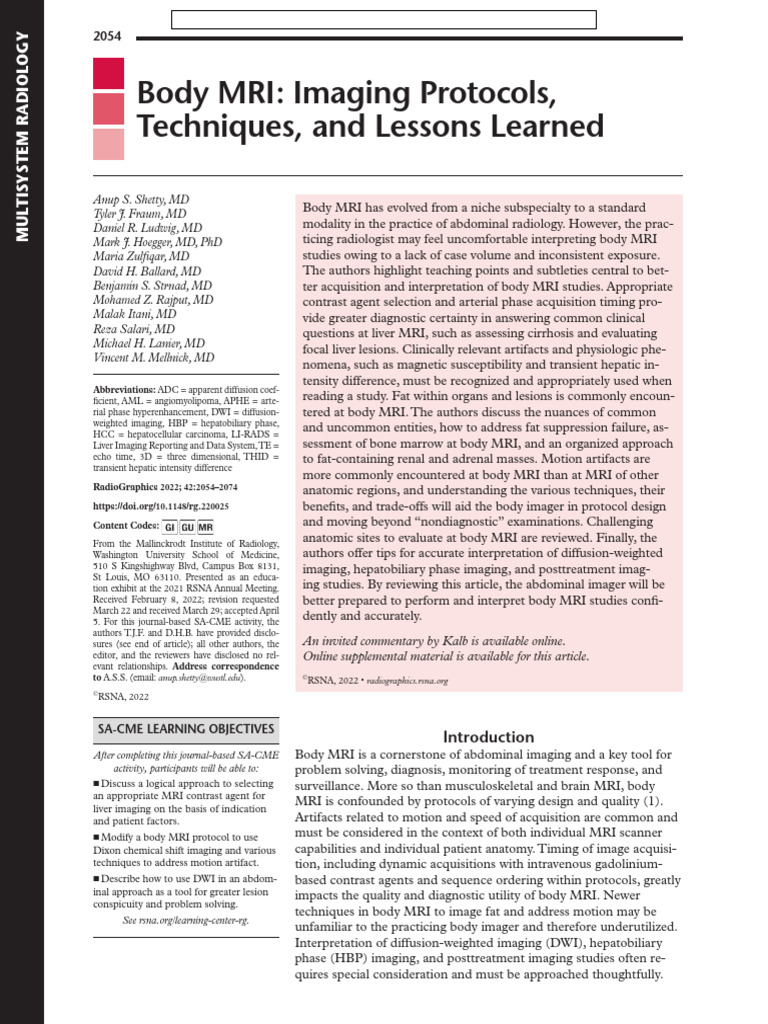 Shetty Et Al 2022 Body Mri Imaging Protocols Techniques and Lessons ...