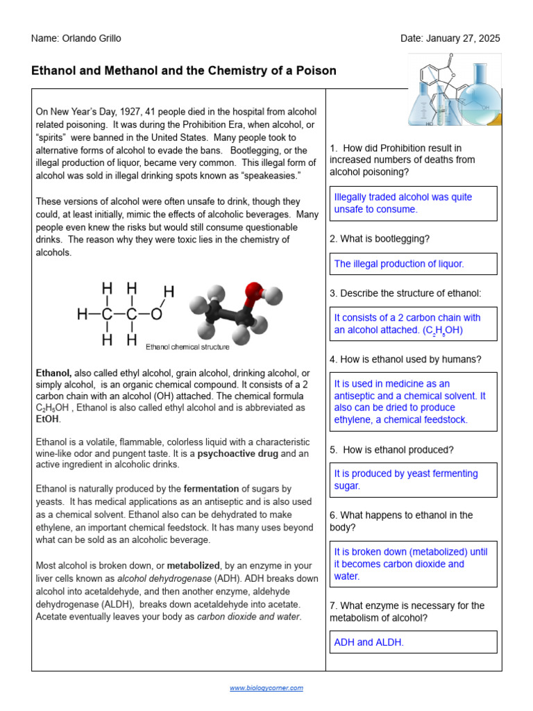 ORLANDO GRILLO - Ethanol Versus Methanol The Chemistry of a Poison ...
