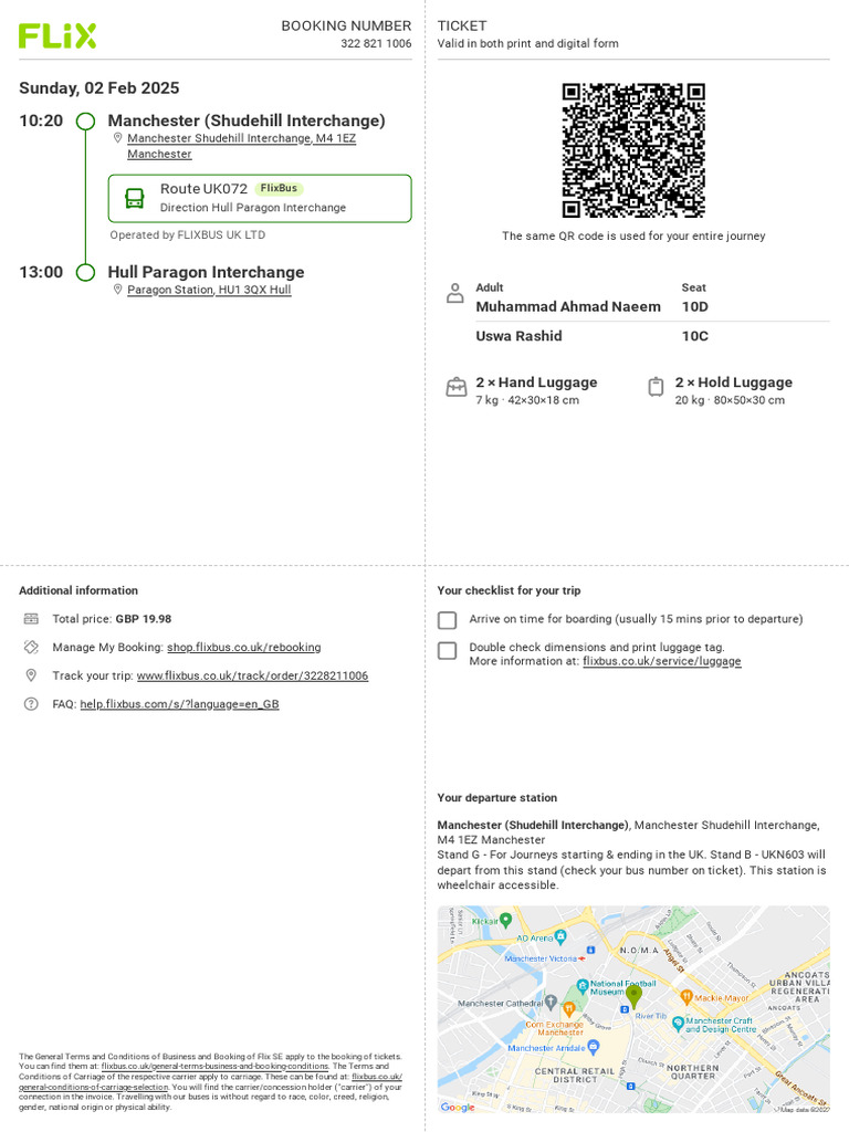 Ticket Manchester Hull 3228211006 | PDF | Bus Transport | Transport