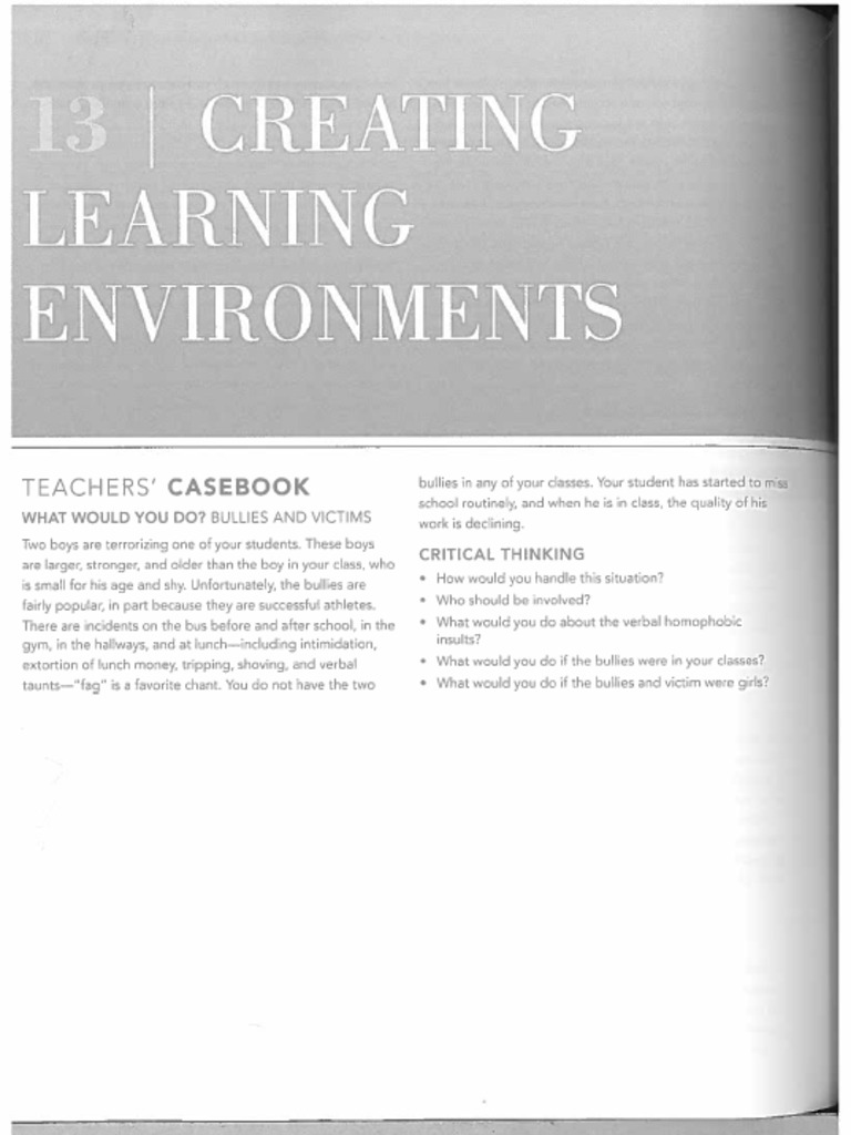 Creating Learning Environments - Chapter 13 - Woolfolk (2016) | PDF