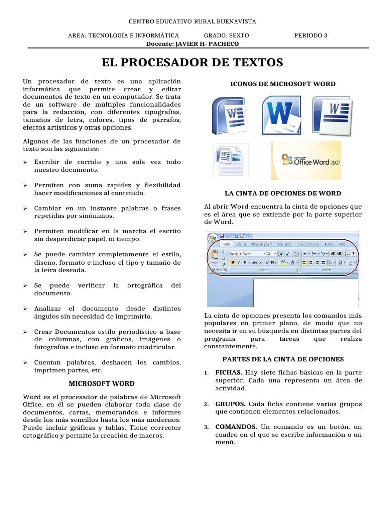 SEPTIMO - DEFINICIÓN DE PROCESADOR DE TEXTOS | PDF | Procesador de textos | Microsoft Word