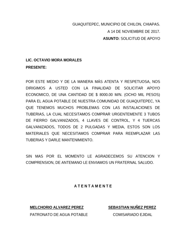 Solicitud de Apoyo | PDF