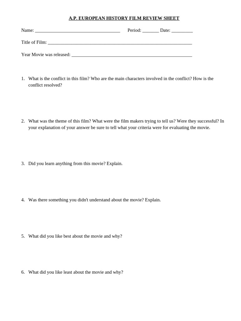 AP Movie Review Assignment | PDF