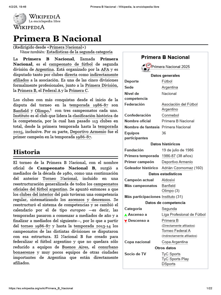 Primera B Nacional | PDF | Asociación de competiciones de fútbol ...