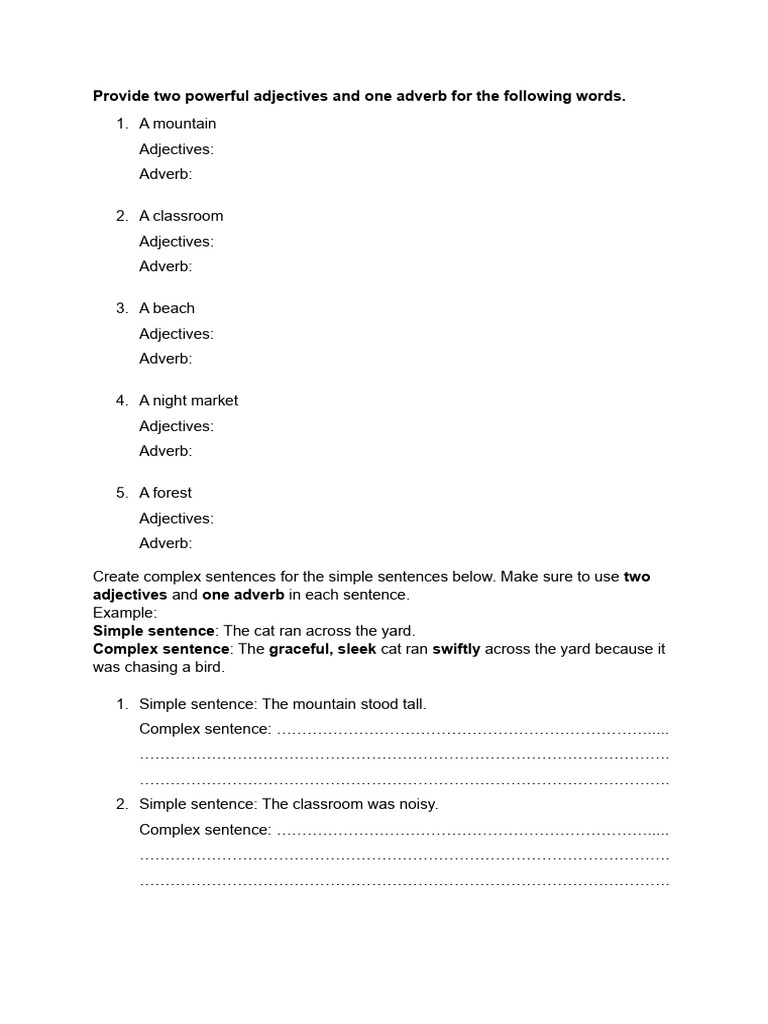 Adjectives and Adverbs for Descriptive Writing | PDF